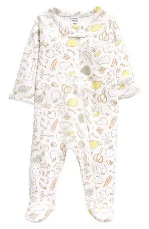Nordstrom Nordstrom Print Zip Cotton Footie White Vegetable Garden