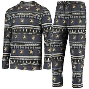 CONCEPTS SPORT Army Knights Knit Long Sleeve Top And Pant Set - Black