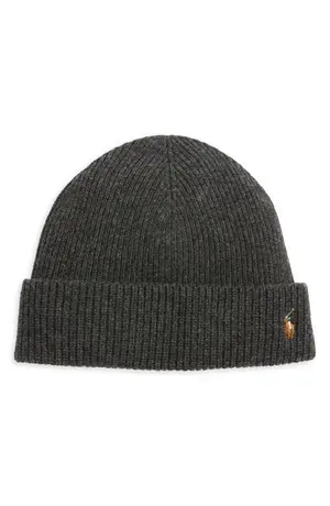 Ralph Lauren Embroidered Logo Beanie - Barclay Heather
