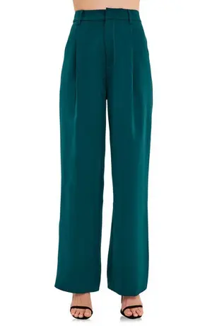Endless Rose Classic Pleated Suit Trousers - Emerald