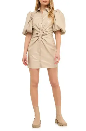 Endless Rose Faux Leather Mini Dress - Taupe