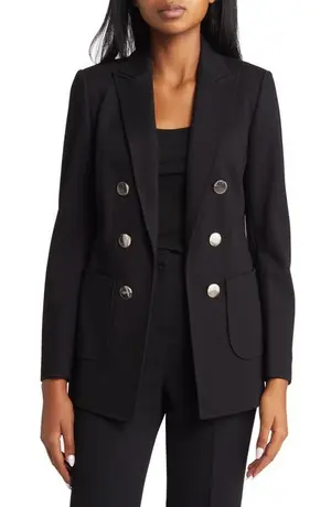 Anne Klein Faux Double Breasted Blazer - Anne Black