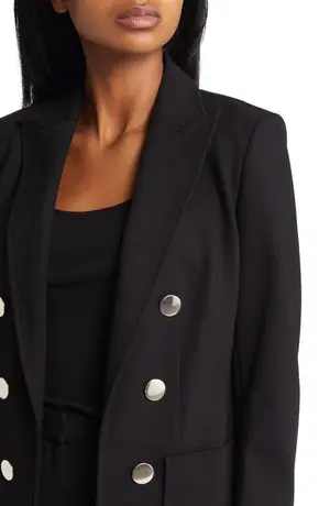 Anne Klein Faux Double Breasted Blazer - Anne Black