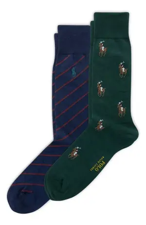 Polo Ralph Lauren Assorted 2-pack Pony Stripe Crew Socks - Fores