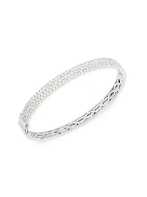 Saks Fifth Avenue Collection 14k & 2.35 Tcw Diamond Three-row Bangle - White Gold