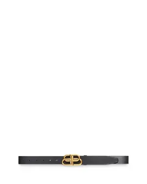 Balenciaga Bb Large Leather Belt - Black