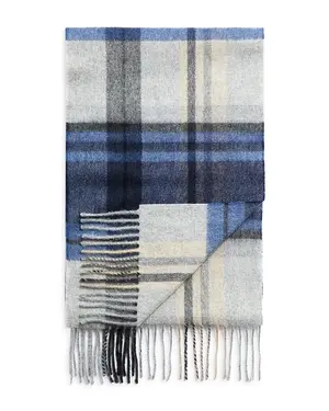 Bloomingdale'S Plaid Oversized Cashmere Scarf Exclusive - Navy