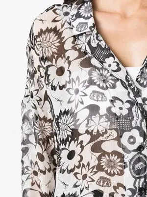 AMIR SLAMA Floral Print Silk Shirt