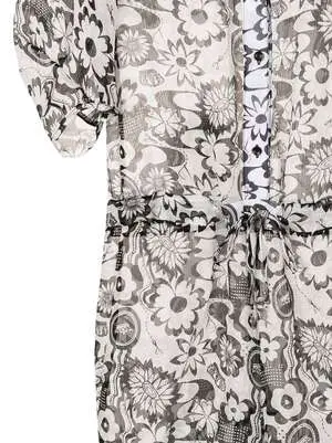 AMIR SLAMA Floral Print Silk Playsuit