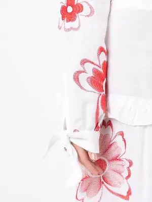 AMIR SLAMA Floral-embroidered Cropped Shirt