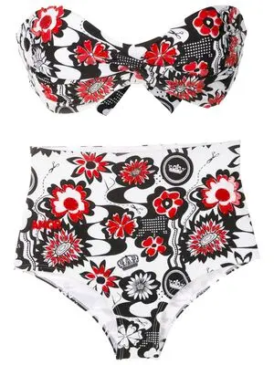 AMIR SLAMA Floral-print Bikini Set - Multicolour