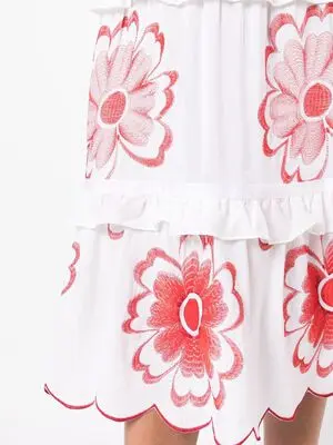 AMIR SLAMA Floral-embroidered Tiered Skirt