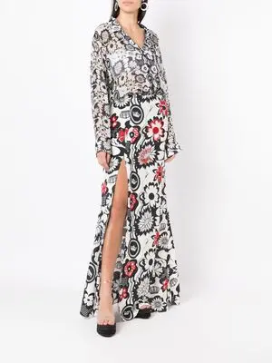 AMIR SLAMA Floral-print Wide-leg Trousers