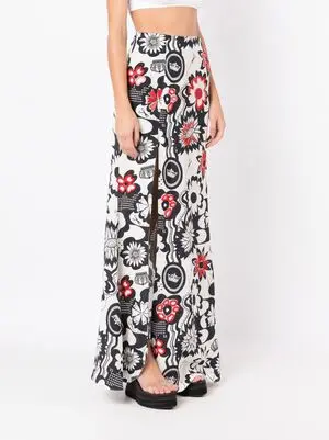 AMIR SLAMA Floral-print Wide-leg Trousers