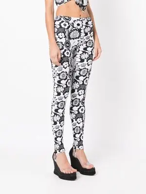 AMIR SLAMA Floral-print High-waisted Leggings