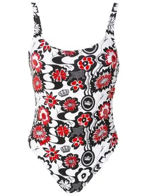 AMIR SLAMA Floral-print Swimsuit - Multicolour