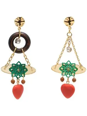 AMIR SLAMA BIJOUX Amir Slama Heart-Charm Chandelier Earrings