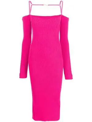 Jacquemus La Robe Sierra Ribbed Midi Dress - Pink
