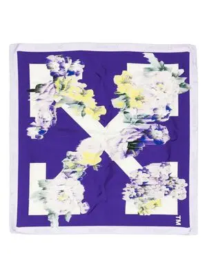 Off-White Arrows Floral Silk Scarf - Purple