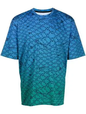 Off-White Monogram-print Faded T-shirt - Blue