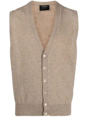 DELL'OGLIO V-neck Cashmere Vest - Neutrals