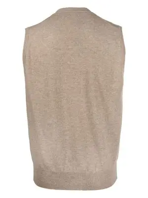 DELL'OGLIO V-neck Cashmere Vest - Neutrals
