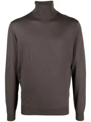 DELL'OGLIO Merino-wool Roll-neck Jumper - Brown