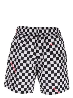 Palm Angels Damier-print Swim Shorts - White