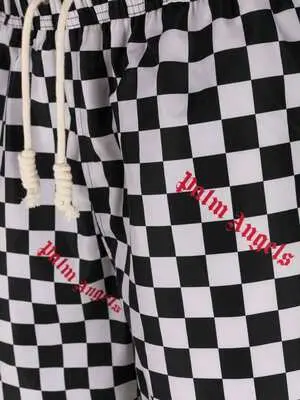 Palm Angels Damier-print Swim Shorts - White