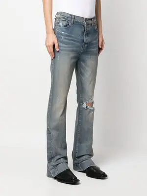 Amiri Ripped Detail Bootcut Jeans - Blue