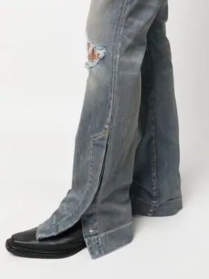 Amiri Ripped Detail Bootcut Jeans - Blue