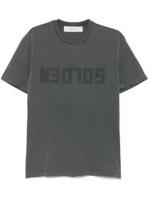 GOLDEN GOOSE Inverted-logo Distressed-effect T-shirt - Grey