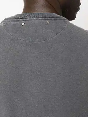 GOLDEN GOOSE Inverted-logo Distressed-effect T-shirt - Grey