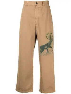 Incotex Graphic-print Wide-leg Trousers