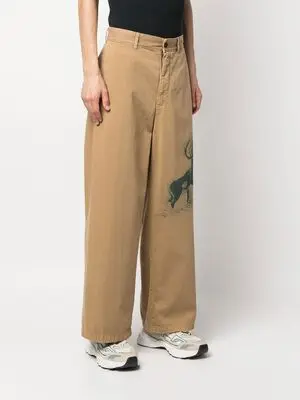 Incotex Graphic-print Wide-leg Trousers