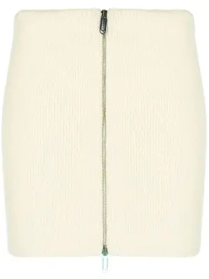 Off-White Zip-front Knit Skirt - Neutrals