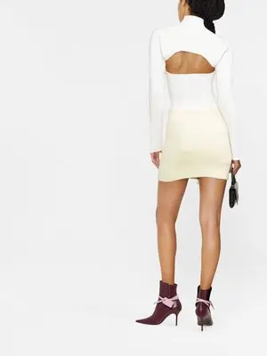 Off-White Zip-front Knit Skirt