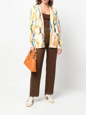 THE ELDER STATESMAN Painterly-print Cashmere Cardigan