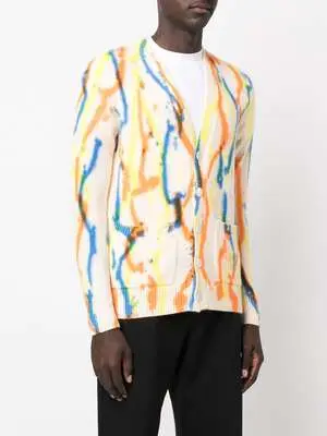 THE ELDER STATESMAN Painterly-print Cashmere Cardigan