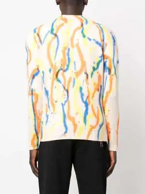 THE ELDER STATESMAN Painterly-print Cashmere Cardigan