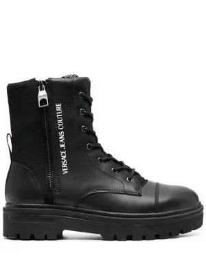 Versace Calf Leather Lace-up Combat Boots