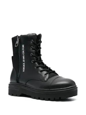 Versace Calf Leather Lace-up Combat Boots