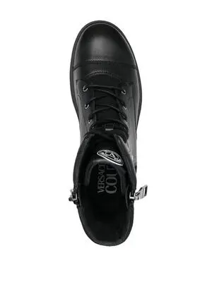 Versace Calf Leather Lace-up Combat Boots