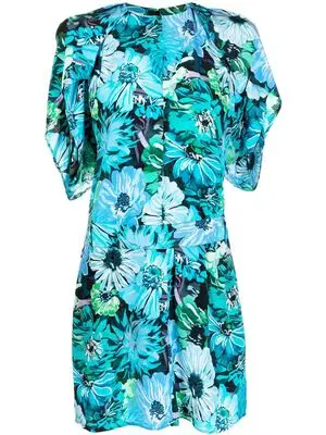 Stella McCartney Floral-print Silk Mini Dress - Blue