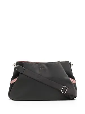 AGNES B. Logo-plaque Satin Shoulder Bag - Grey