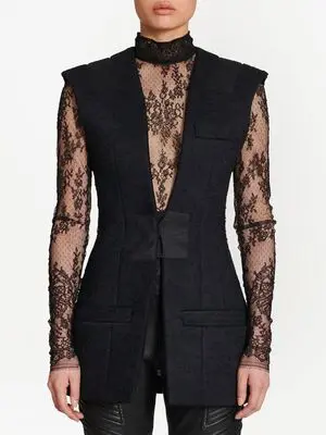 Balmain Plunging V-neck Sleeveless Jacket