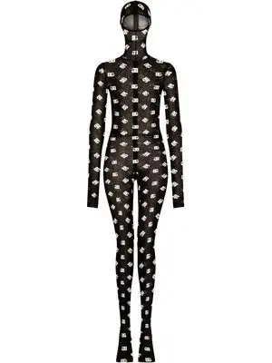 Dolce & Gabbana Logo-print Hooded Jumpsuit - Black