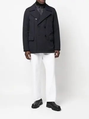 FAY Quilted Double-breasted Coat - Blue