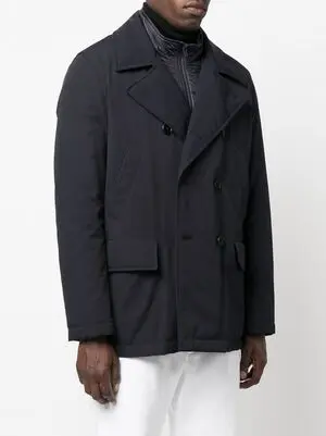 FAY Quilted Double-breasted Coat - Blue