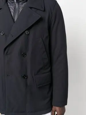 FAY Quilted Double-breasted Coat - Blue